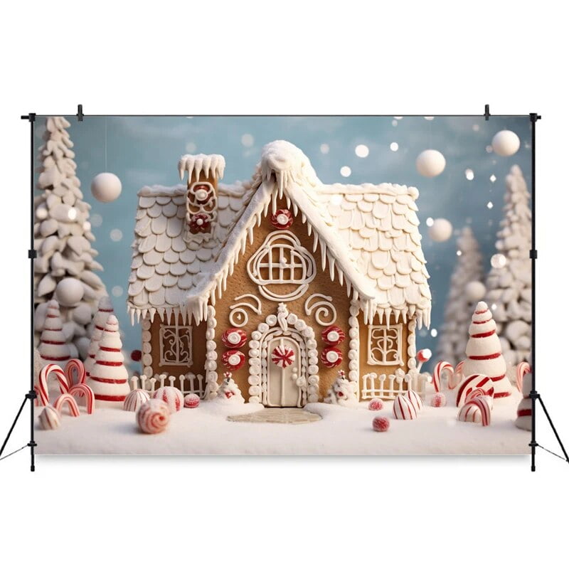 House Christmas Background Photography Sweets Home White Snow Props ...