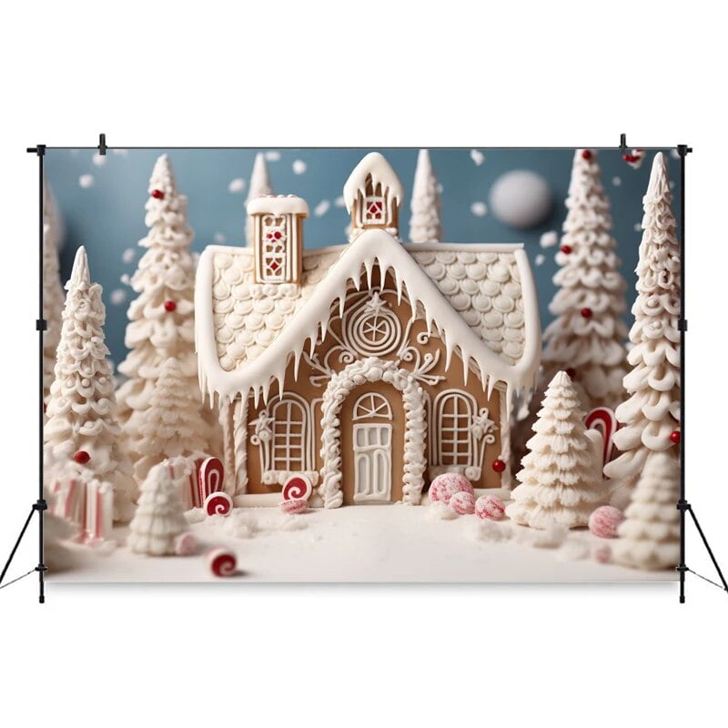 House Christmas Background Photography Sweets Home White Snow Props ...
