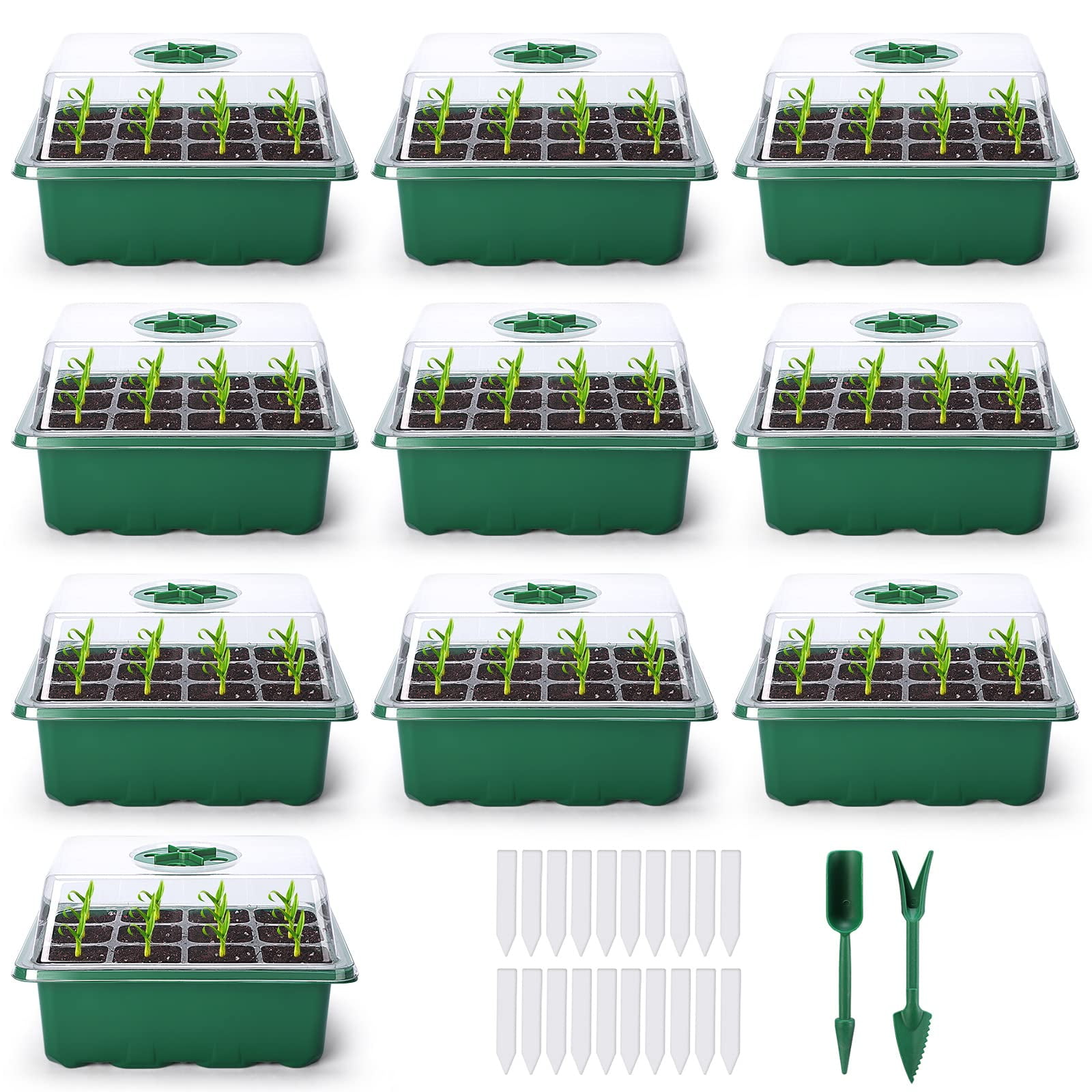 HOUSE DAY 10-Pack Seed Starter Kit, Adjustable Plant Germination with ...