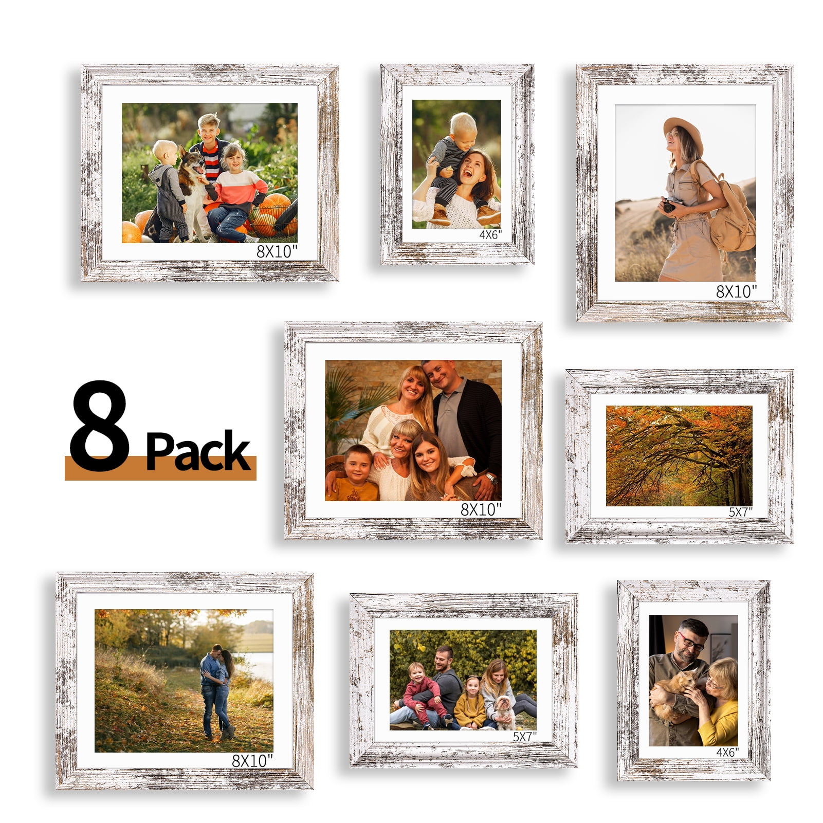 House Day Picture Frames Set 8 Pack Multi Sizes for Family Photos Wall ...