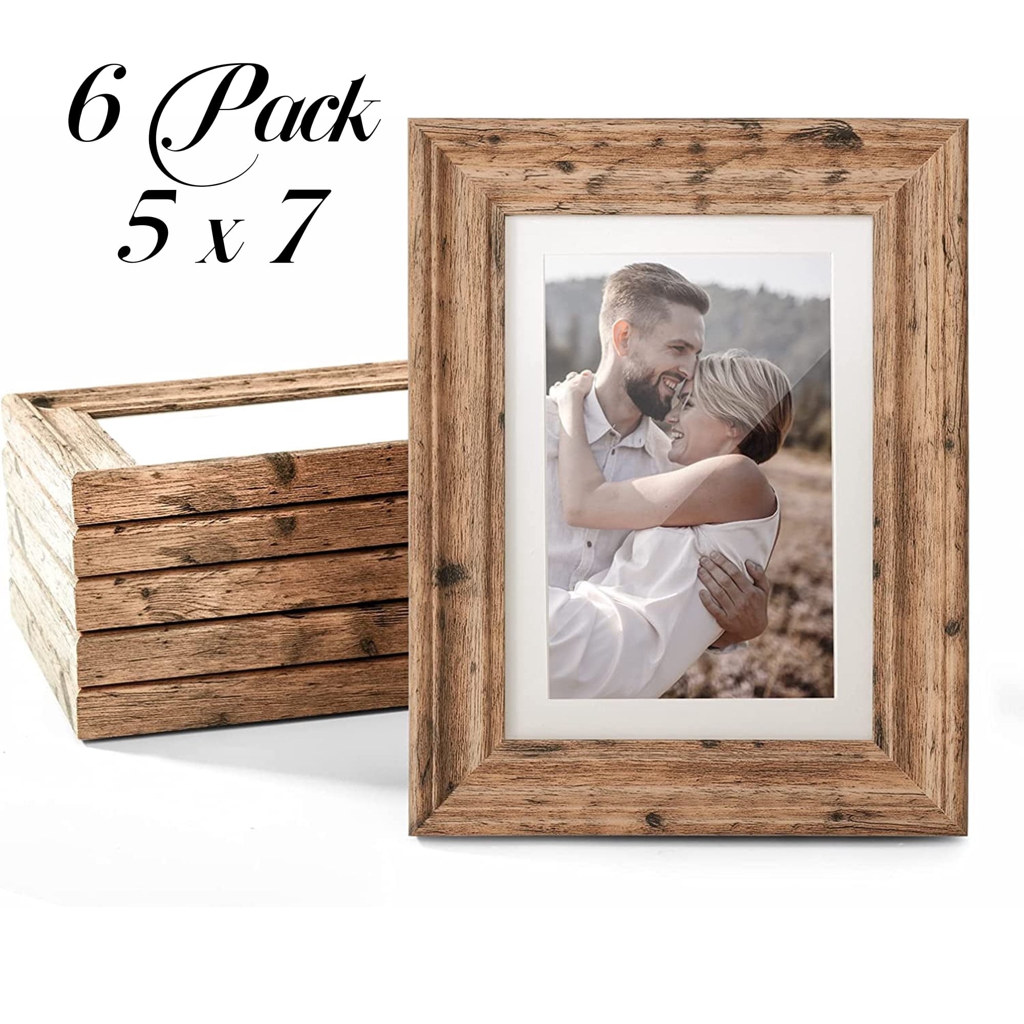 House Day Rustic 5 in x 7 in Brown Table Top Picture Frames 6 Pack ...