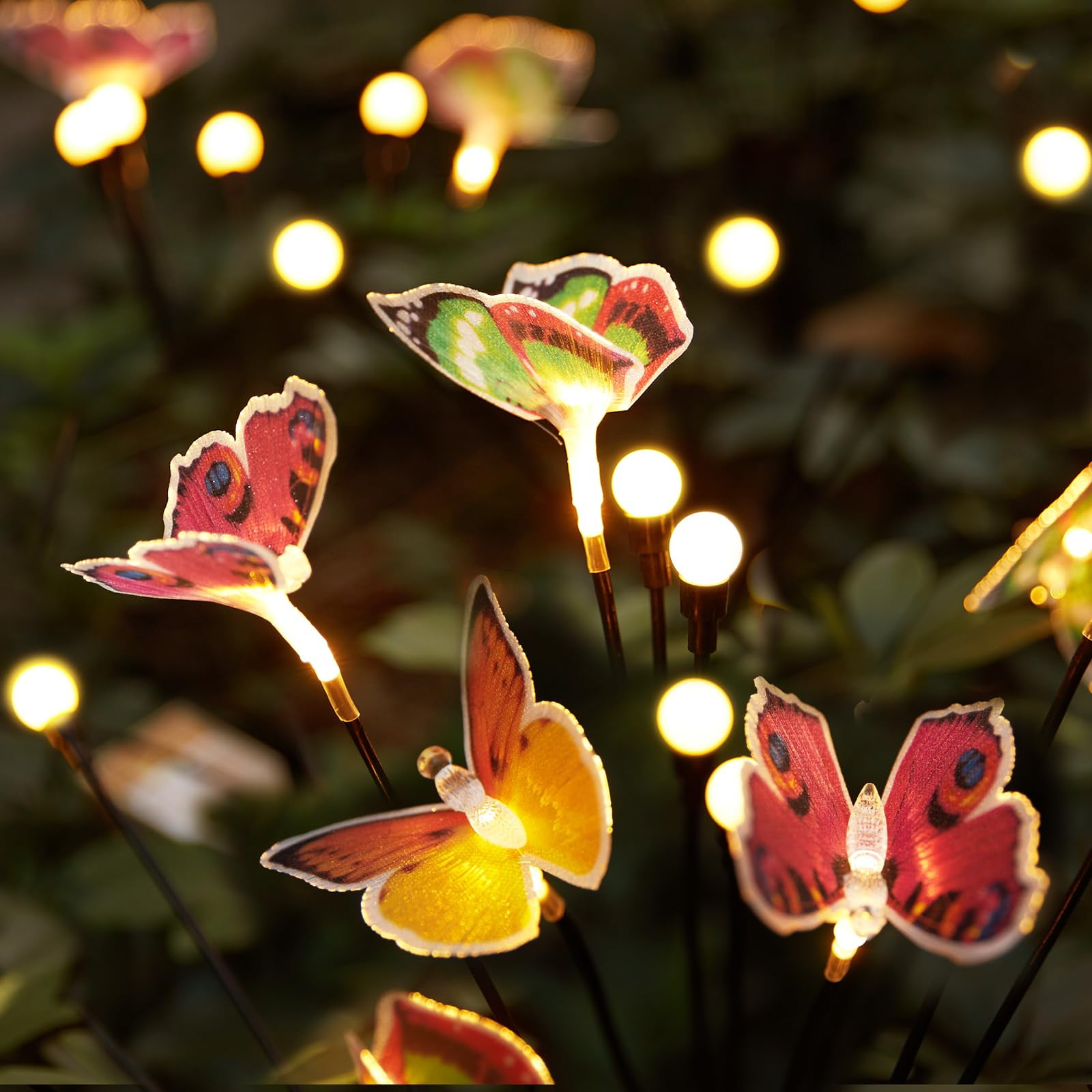 House Day Solar Butterfly Garden Lights, 4 Pack Waterproof Night Lights ...