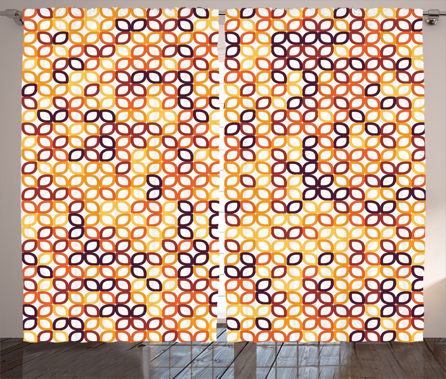 House Decor Curtains 2 Panels Set, Complex Structured Geometric Petal ...