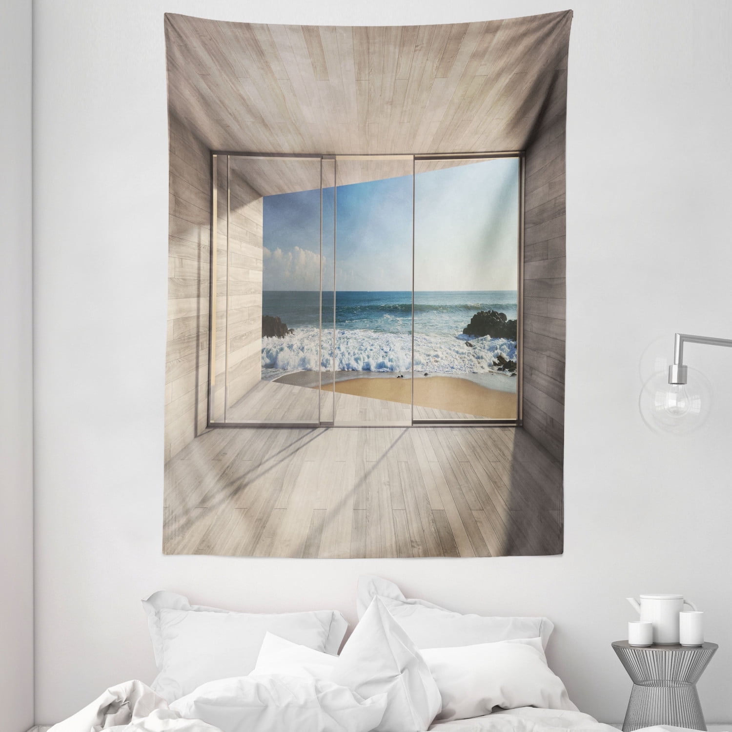 House Decor Wall Hanging Tapestry, Empty Modern Lounge Area With Large ...