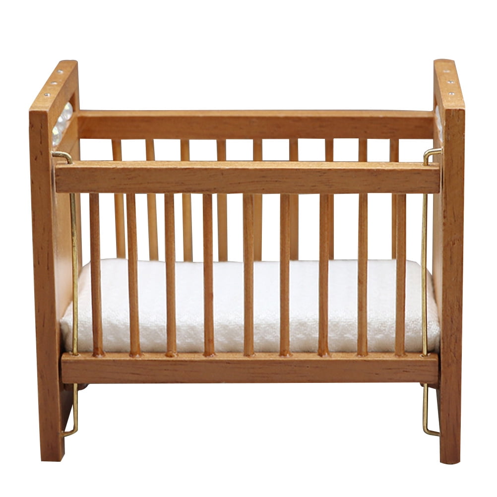 House Doll Furniture Bed Baby Miniature Mini Cradle Crib Wooden Model ...