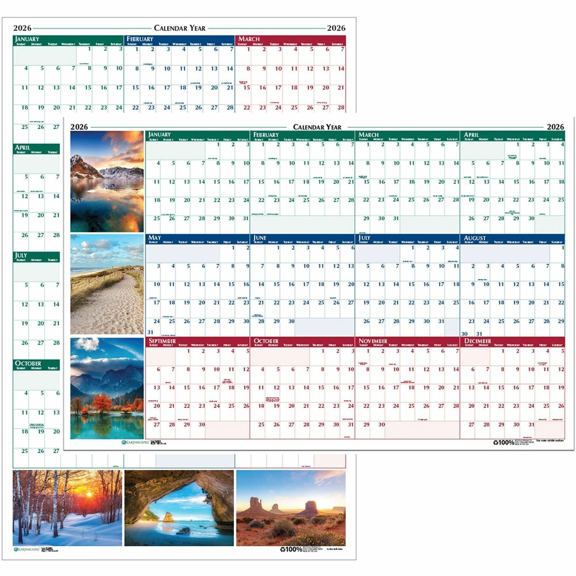 House of Doolittle 3931 12-Month Jan to Dec 2025 32 in. x 48 in. Nature ...