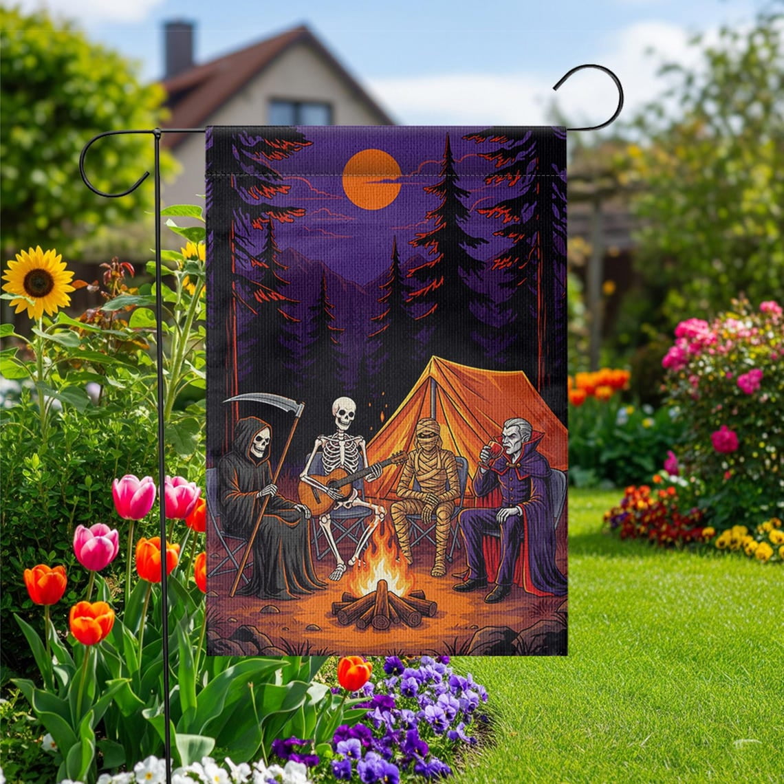 House Flag Camping Flag Skeleton Vampire Spooky Outdoor Decoration ...