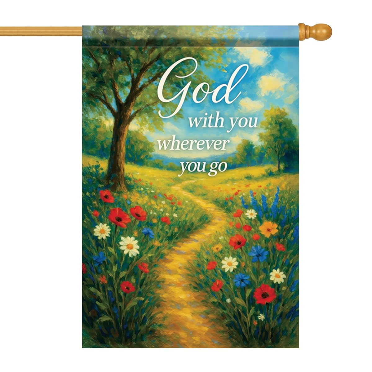 House Flag God With You Wherever You Go Flag Inspirational Scripture ...