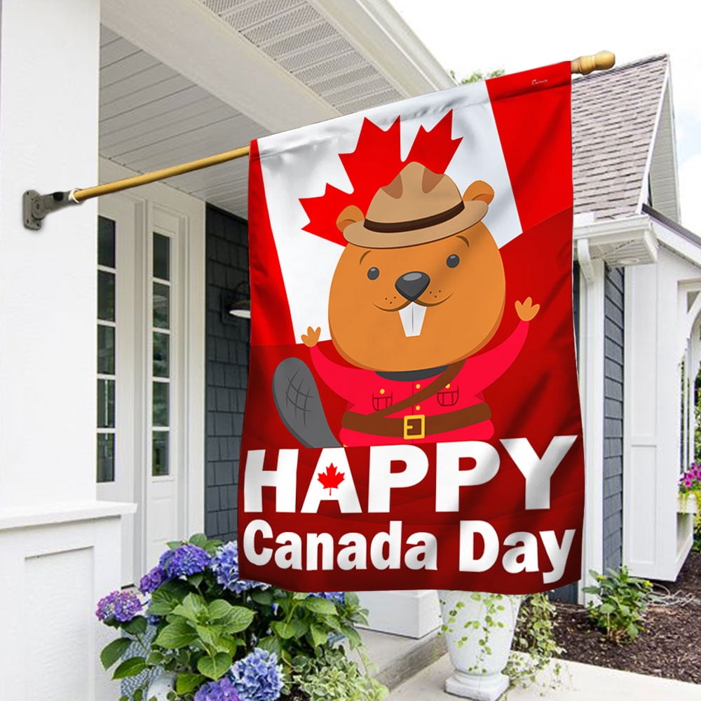 House Flag Happy Canada Day Beaver, National Humor, 28x40 POLE NOT ...