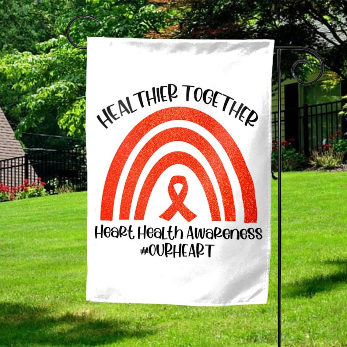 House Flag Heart Disease Awareness Month Congenital Defect Support ...
