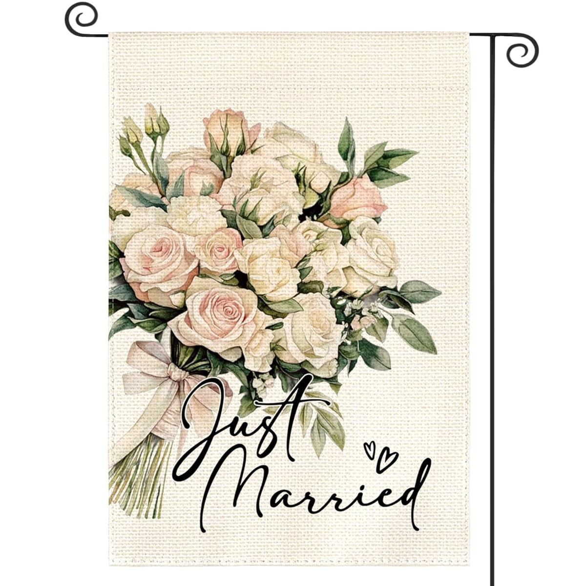 House Flag Just Married Wedding Flag Floral Marriage Romantic Outdoor ...