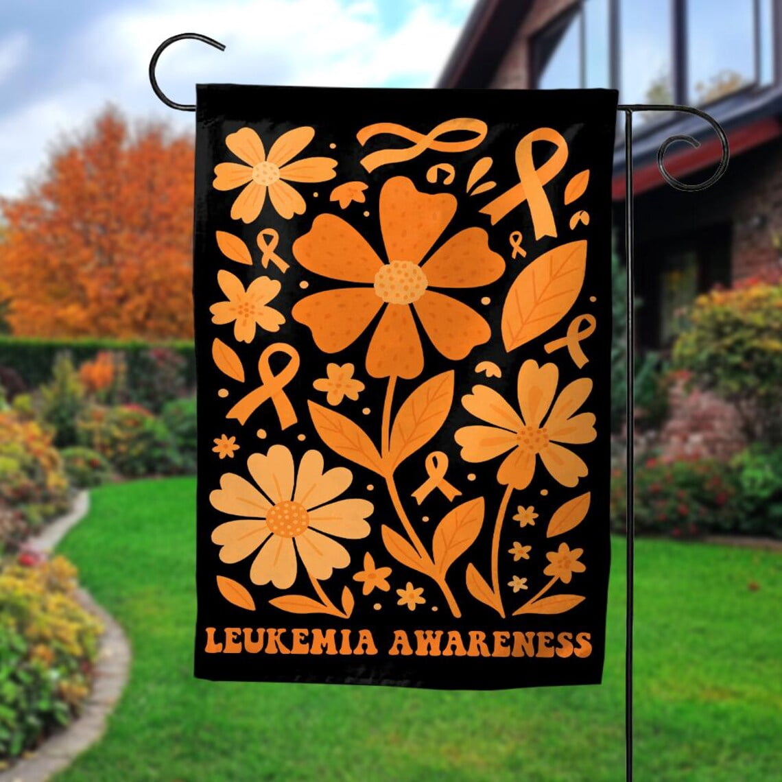 House Flag Leukemia Cancer Awareness Subtle Orange Ribbon V441, 28x40 ...