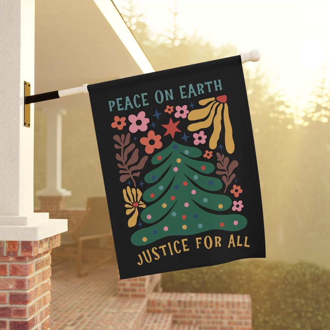 House Flag Peace On Earth Justice For All Flag Polite Holiday for ...