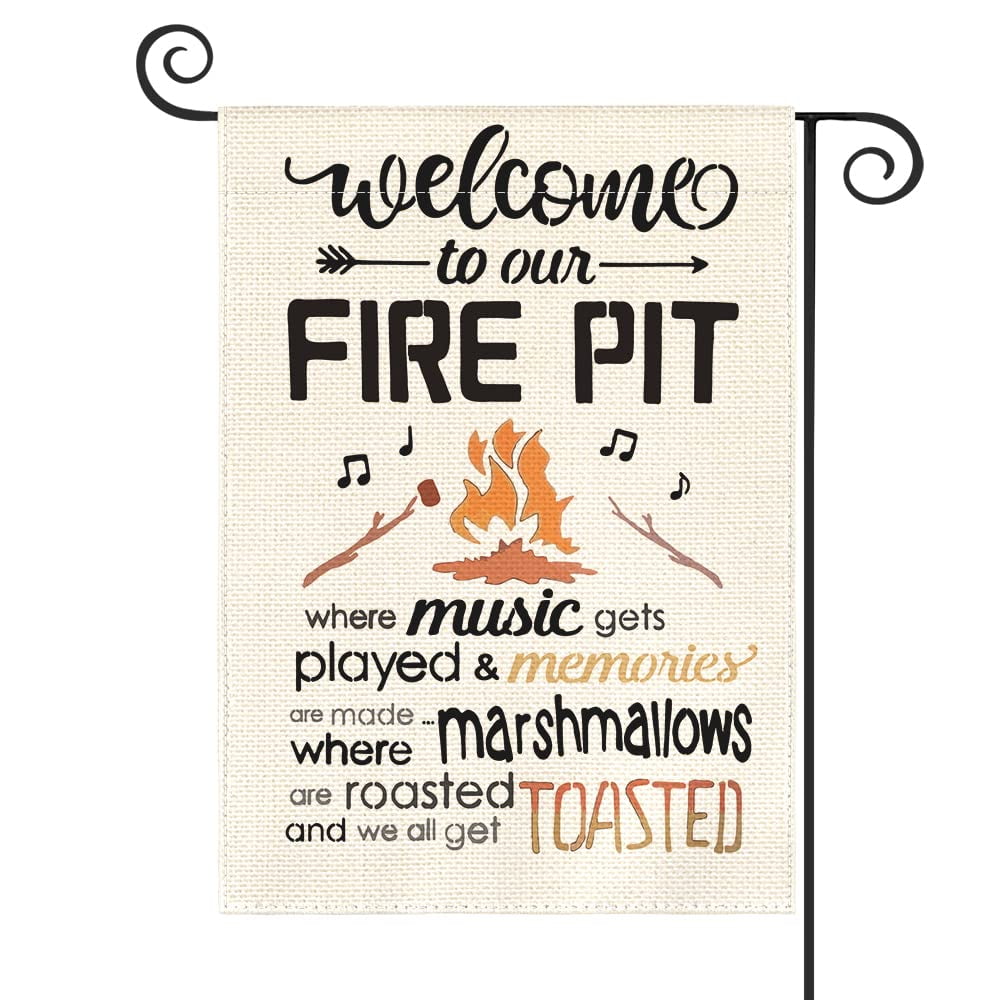House Flag Welcome To Our Fire Pit Camping Flag RV Campsite Campfire ...
