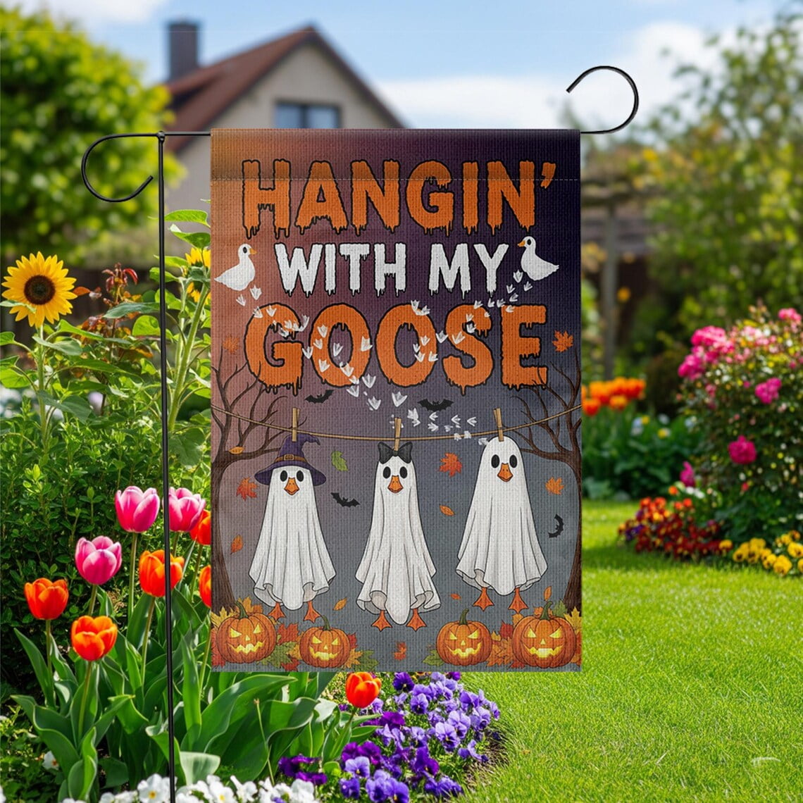House Flag Winter Goose Flag, Spooky Farmhouse Decor, 28x40 POLE NOT ...