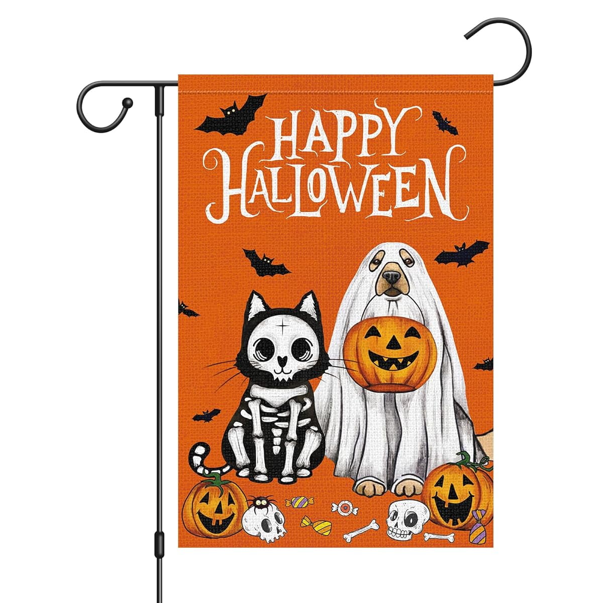 House Flag Winter Holiday Ghost Dog Flag Spooky Welcome Seasonal ...