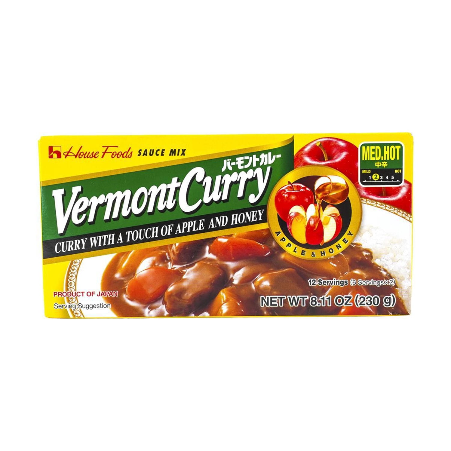 House Foods Vermont Curry 8.1oz 230g Med Hot Flavor [Pack 1] Plus ...