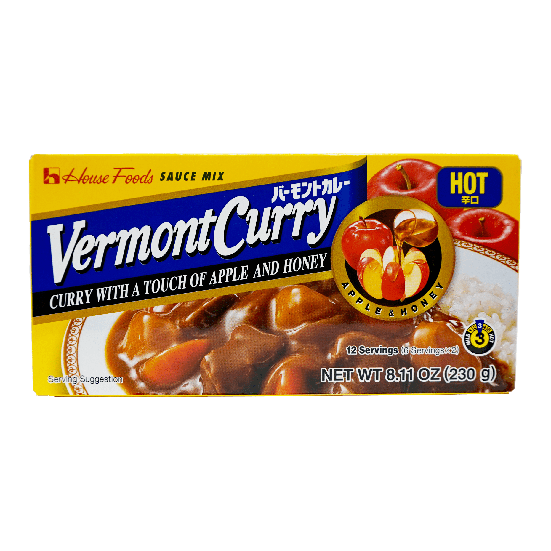 House Foods Vermont Curry, Touch of Apple & Honey, Hot, 230 Gm ...