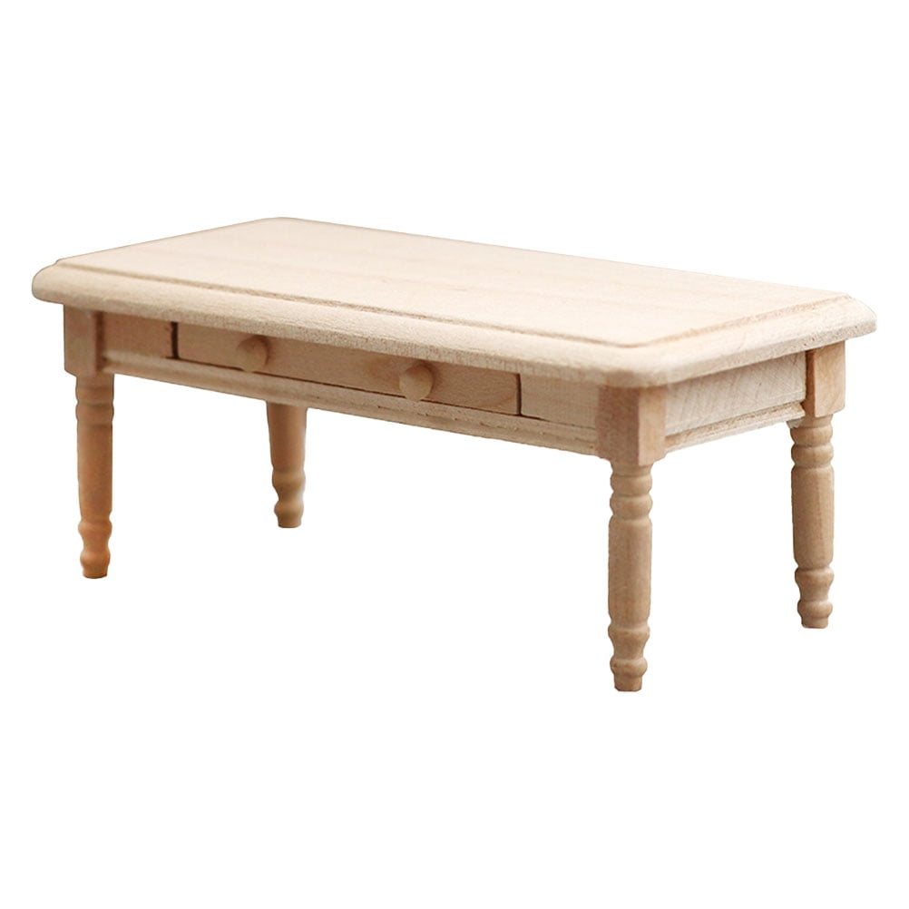 MERRYHAPY DIY Crafts Khaki Wood Mini Table for Dollhouse Side Table ...