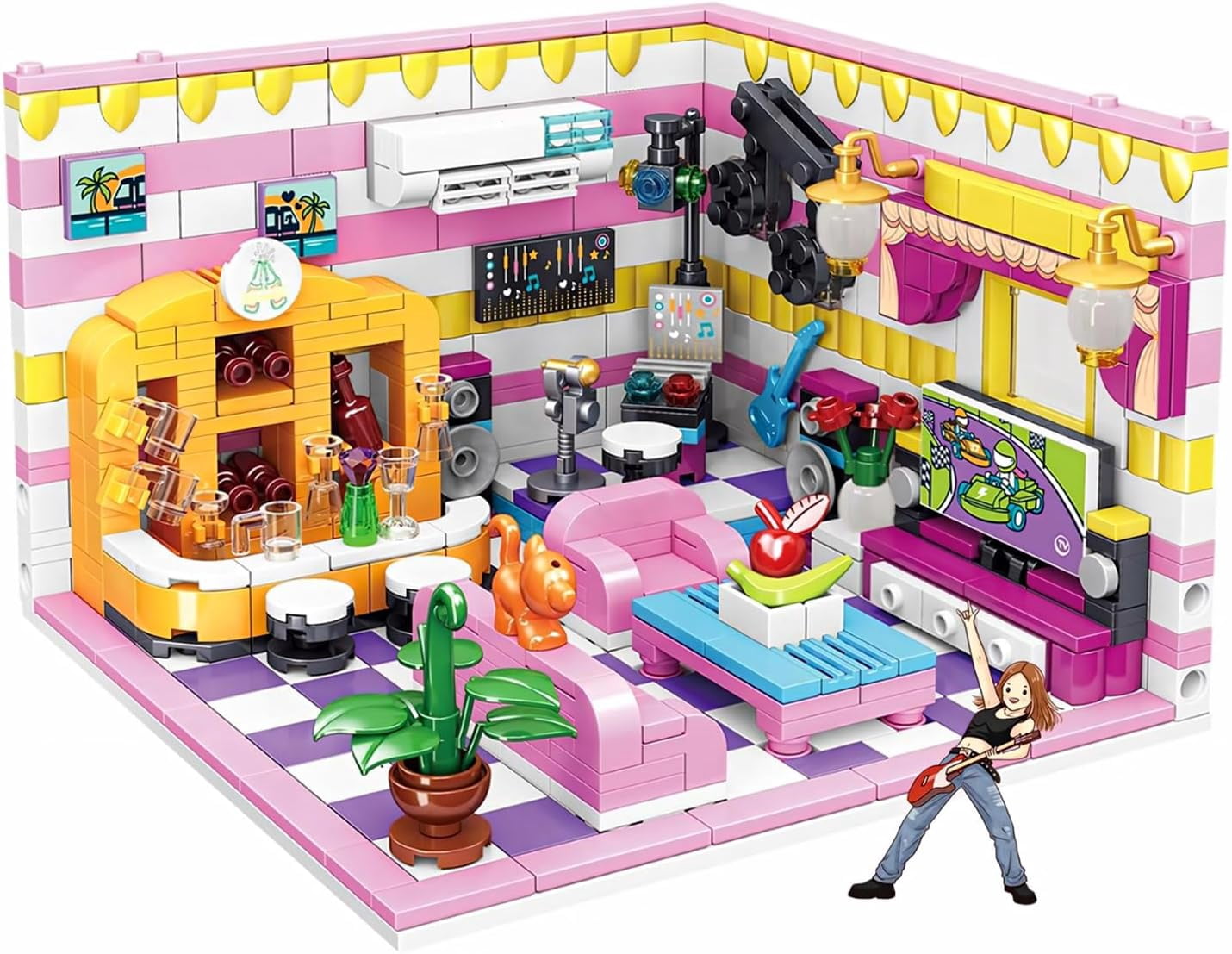 House for Girls Building Block Set, 670 PCS Living Room Playhouse Micro ...