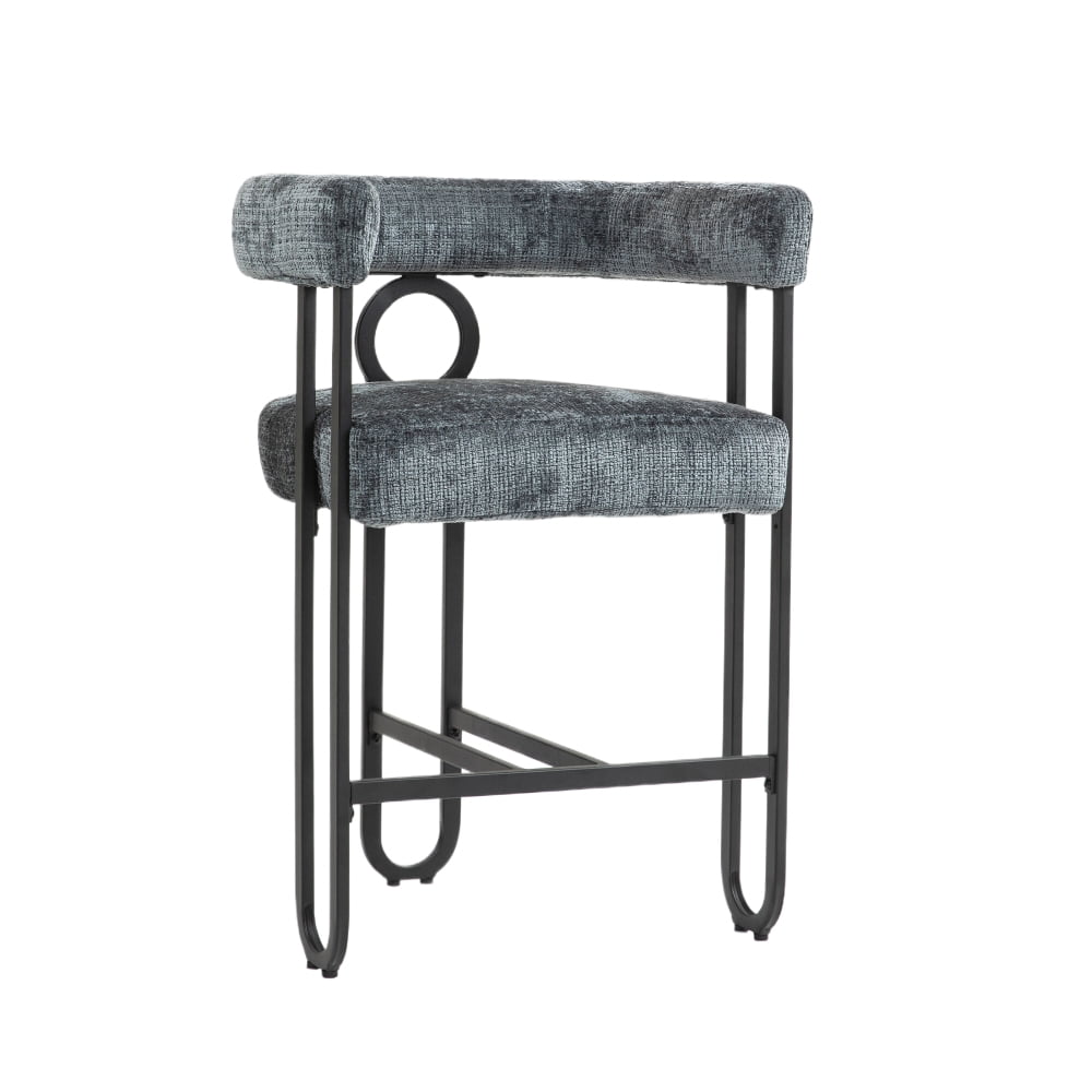House Hold Bar Stools Set of 1, Modern Bar Stool with Back, Black Metal ...
