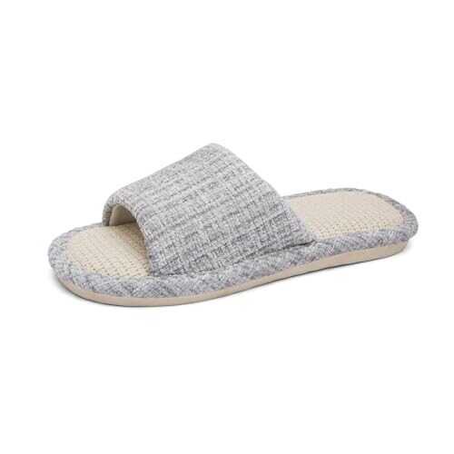 House Indoor Cotton Flax Slippers, Women's and Men's Casual Soft Non ...