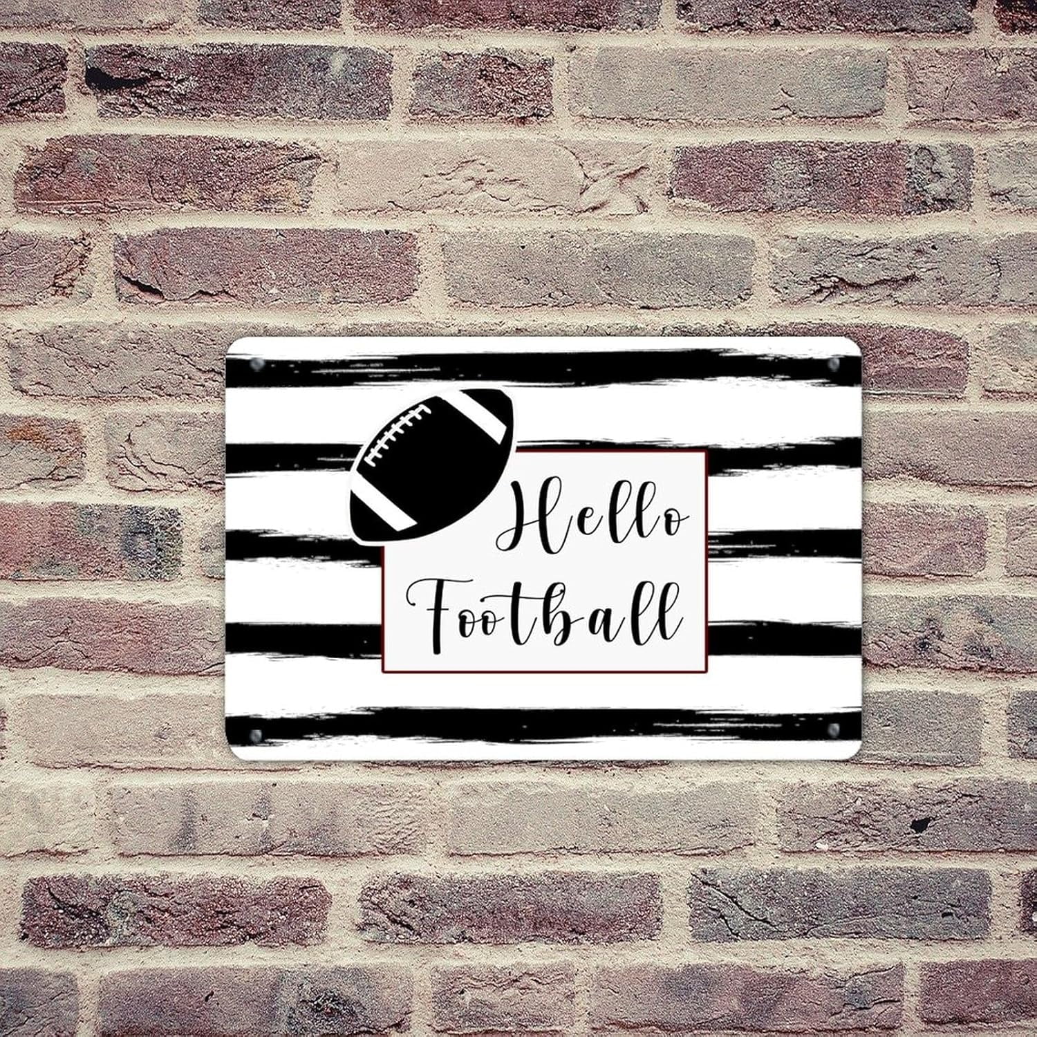 House Man Cave Decor Metal Sign Hello Football Hanging Gifts Posters ...