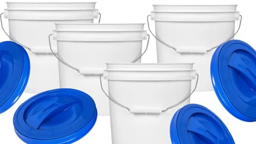 2 Gallon Plastic Food Grade BPA Free Made in USA Buckets with Blue ...