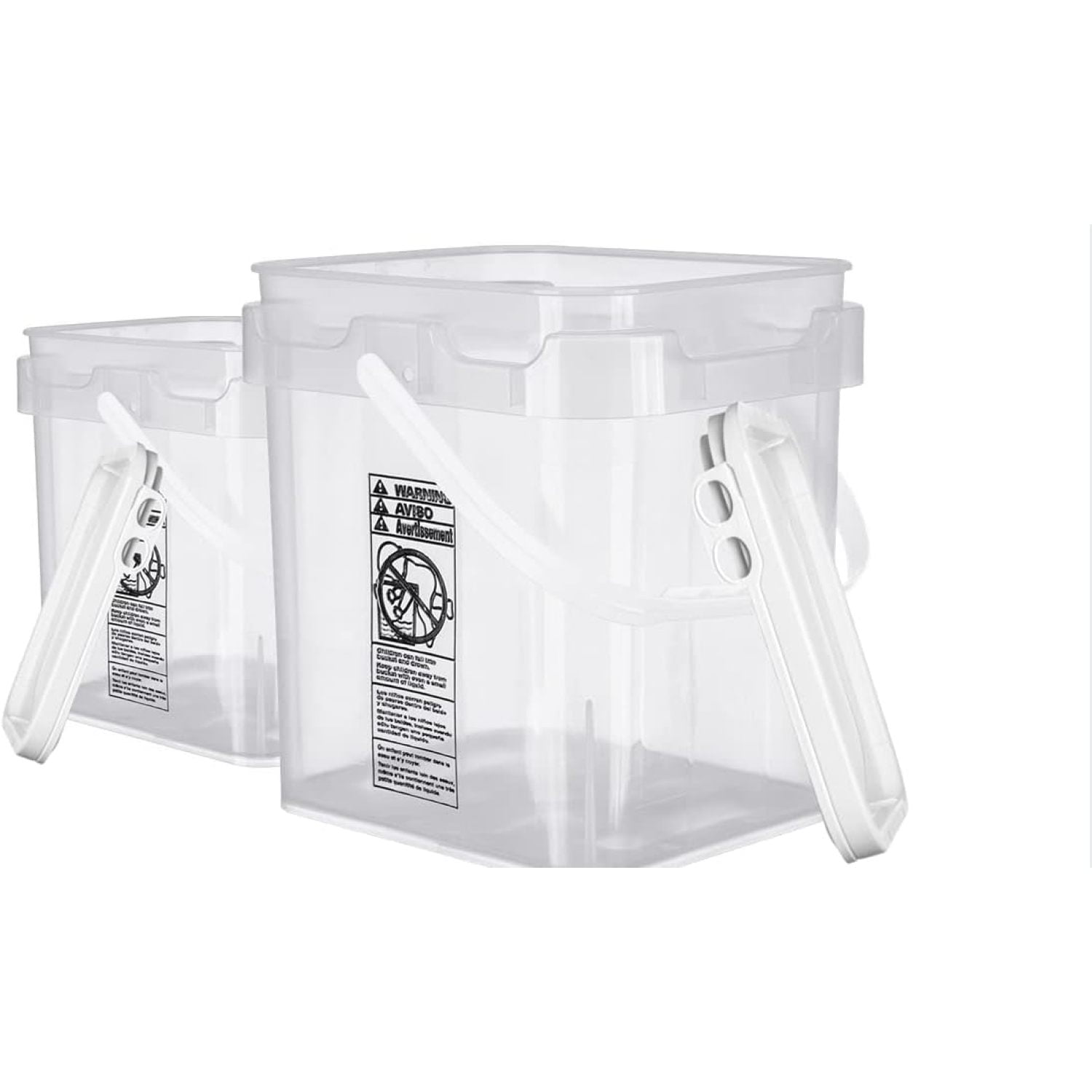 House Naturals 4 Gallon Food Grade Plastic Square Clear Bucket Pail ...