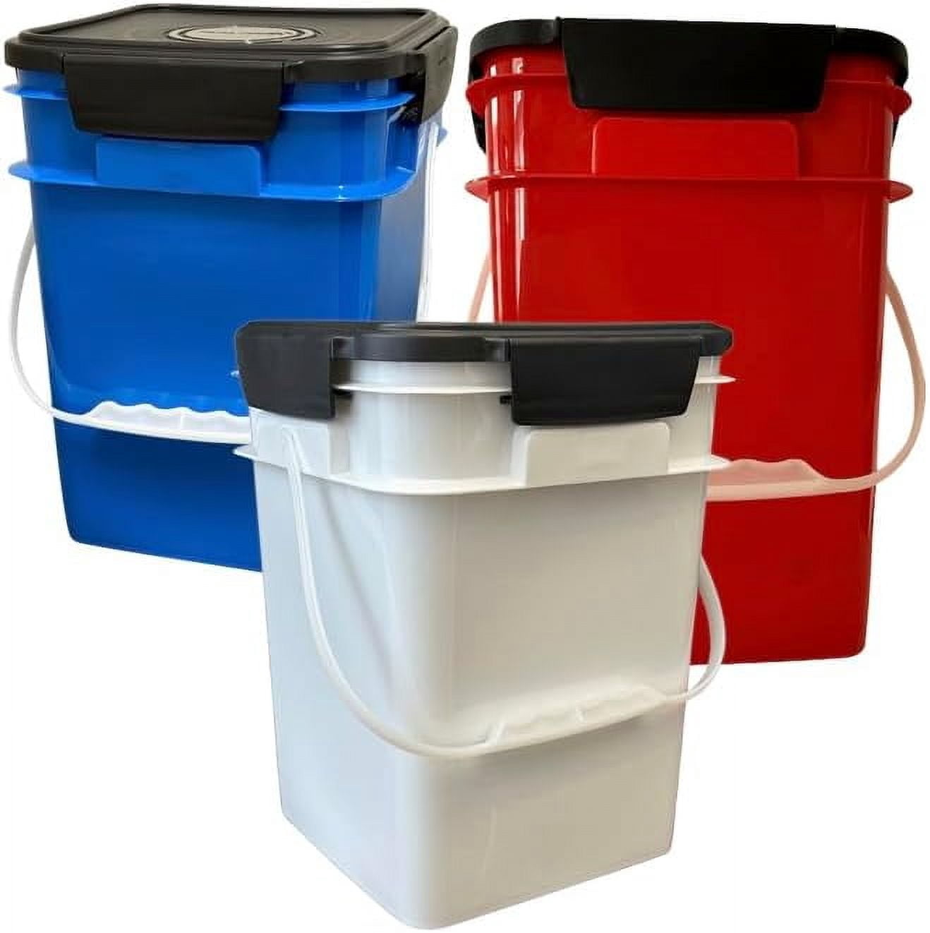 House Naturals 4 Gallon Square Food Grade Bucket Pail with Plastic ...