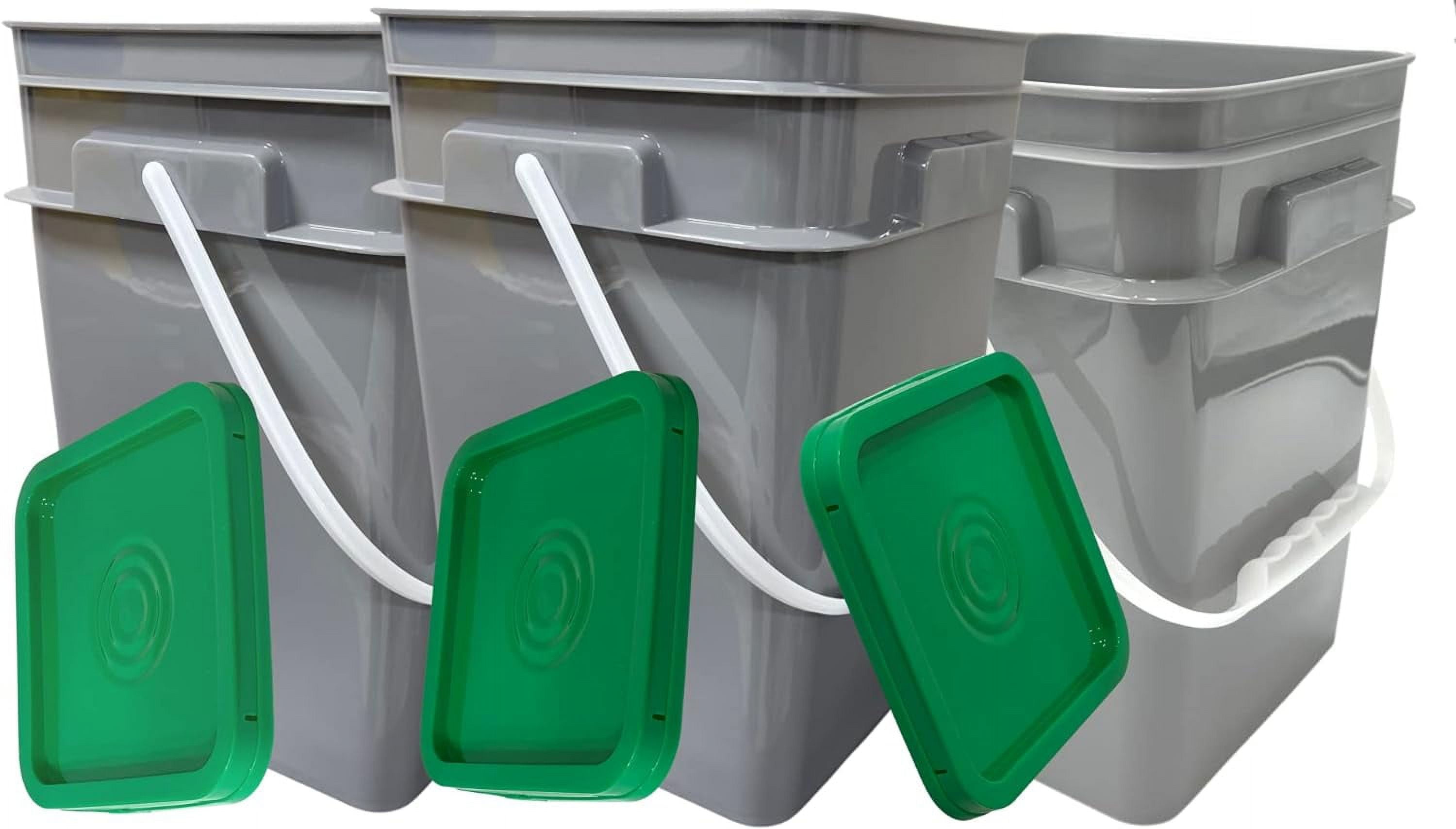 House Naturals 4 Gallon Square Food Grade Bucket Pail with Plastic ...