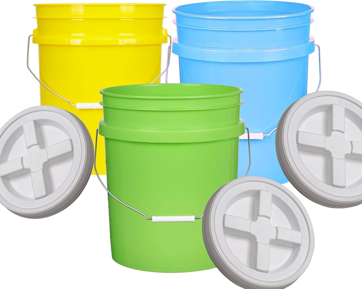 House Naturals 5 Gallon Food Grade Multi Color Buckets- Pack of 3- Made ...