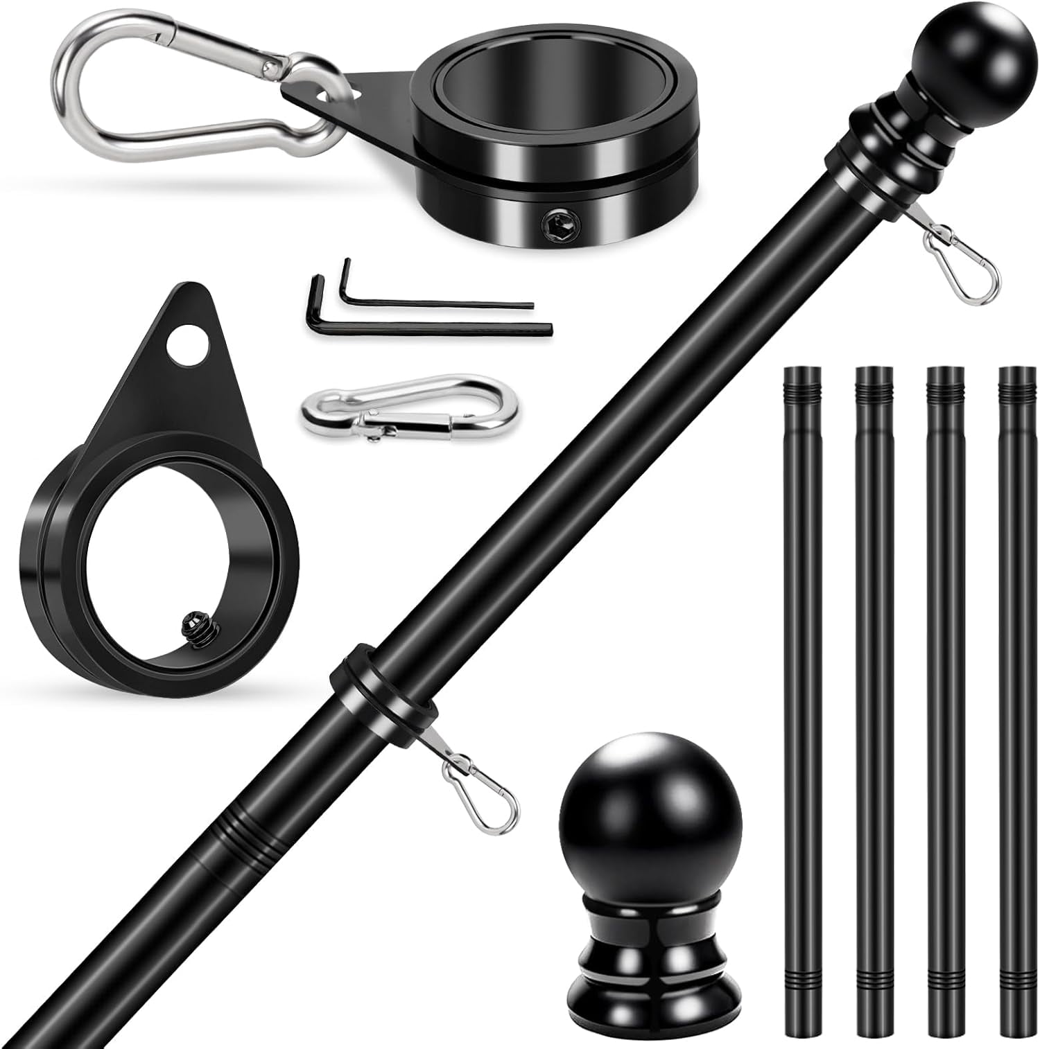 House Pole, 5 FT Spinning Poles Kit, 1" Tangle Stainless Flagpole with ...