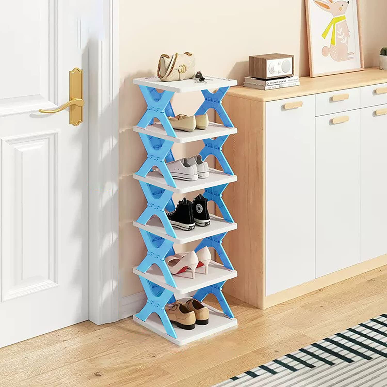 House of Quirk Plastic 6 Tier Collapsible Shoes Stand Shoe Tower Rack ...
