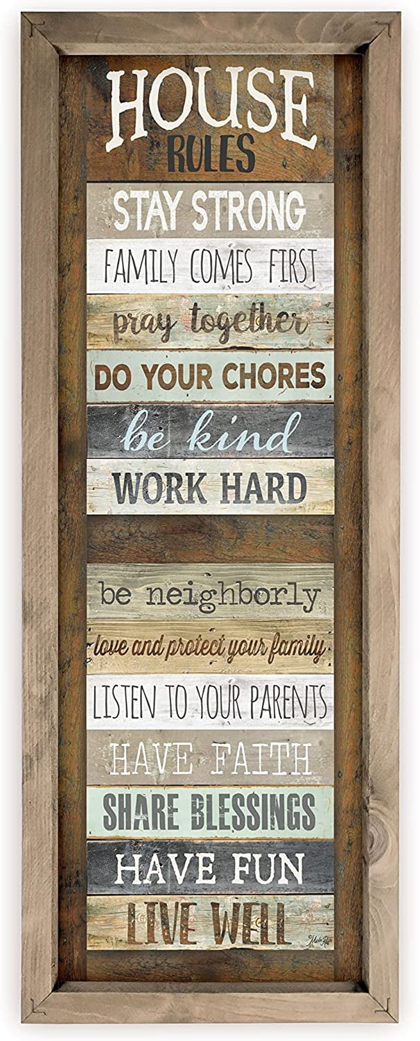 House Rules Rustic Framed Wood Farmhouse Wall Sign 8x24 (Frame Included ...