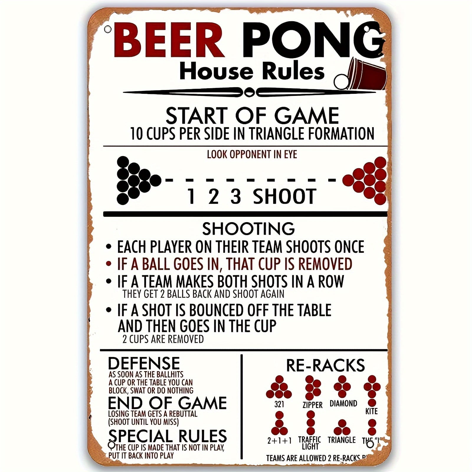 House Rules Vintage Metal Tin Signs,Beer Pong House Rules Rustic ...