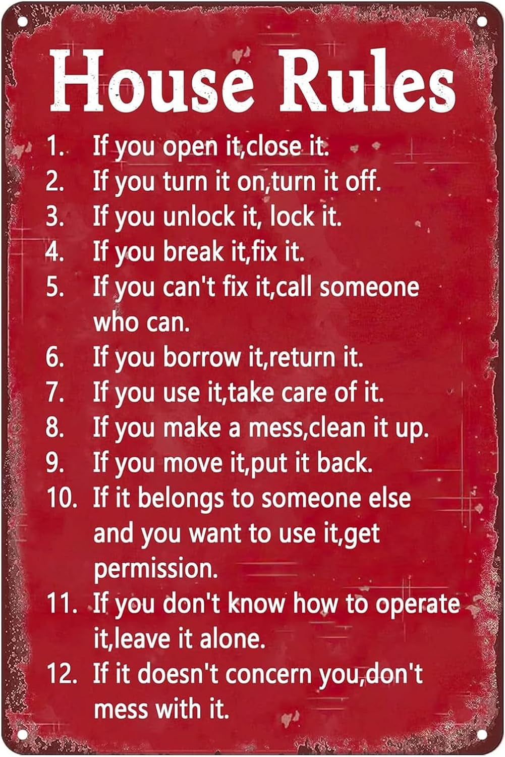 House Rules Vintage Tin Signs If You Open It, Close It Metal Plaque ...