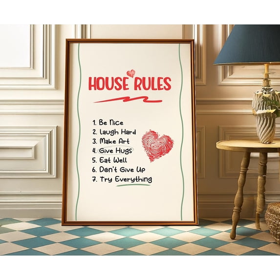 House Rules Wall Art Family Sign Poster Poster, Unframed Size 12x18 ...
