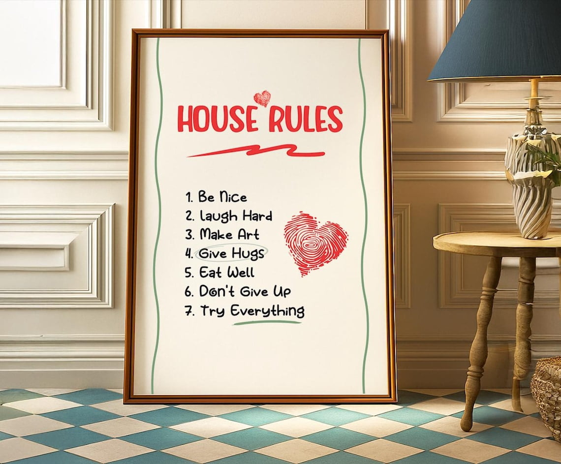 House Rules Wall Art Family Sign Poster Poster, Unframed Size 24x36 ...