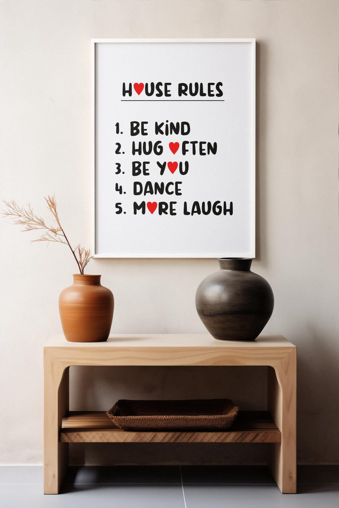 House Rules Wall Art Inspirational Quote Poster Family Sign Modern ...