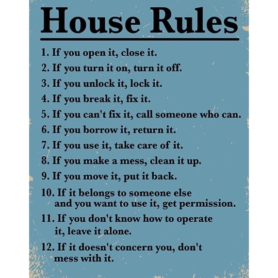 House Rules poster Farmhouse Living Room Home Decor Wall Art ...