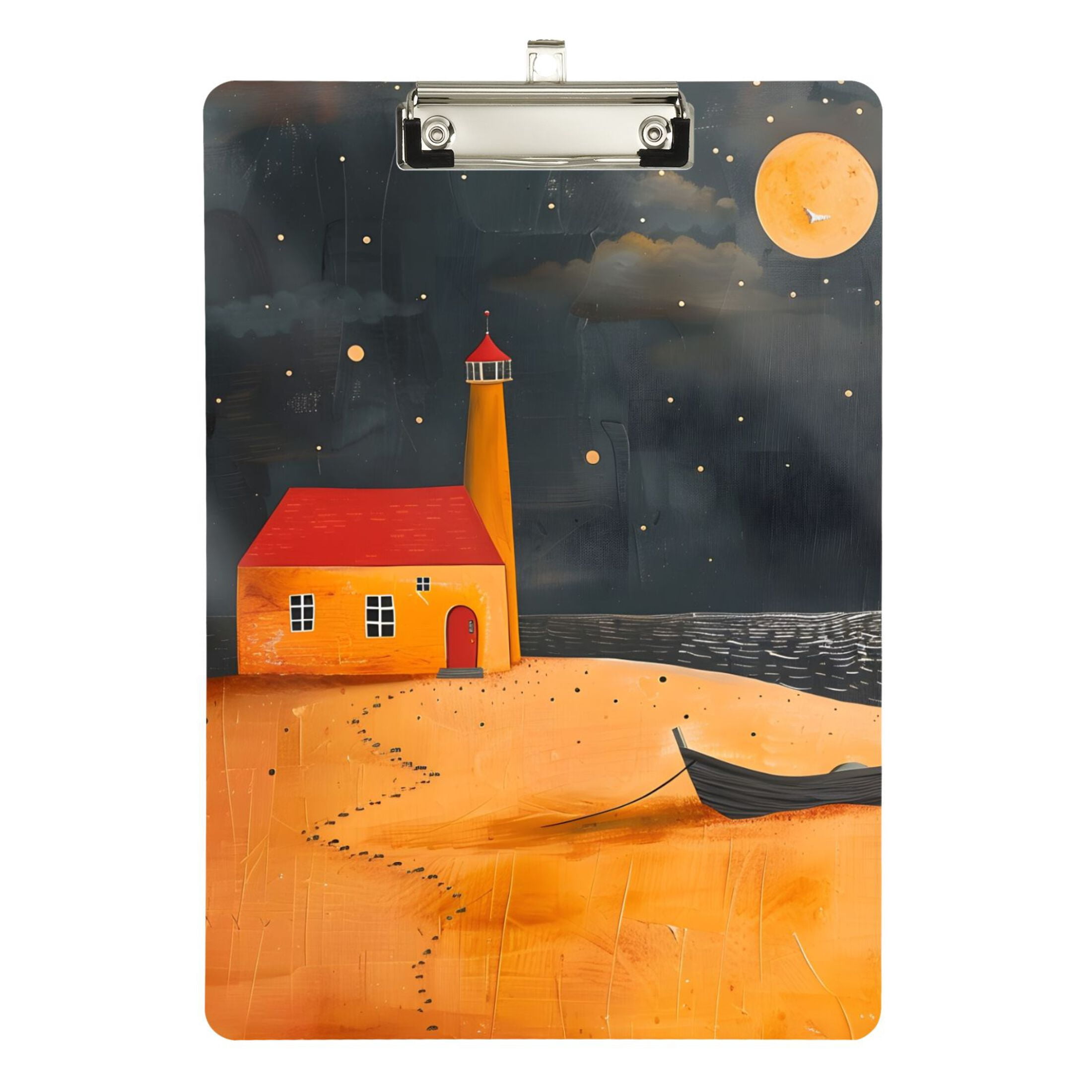 House Seaside Boat Lighthouse Moon Acrylic Clipboard Drawing Board ...