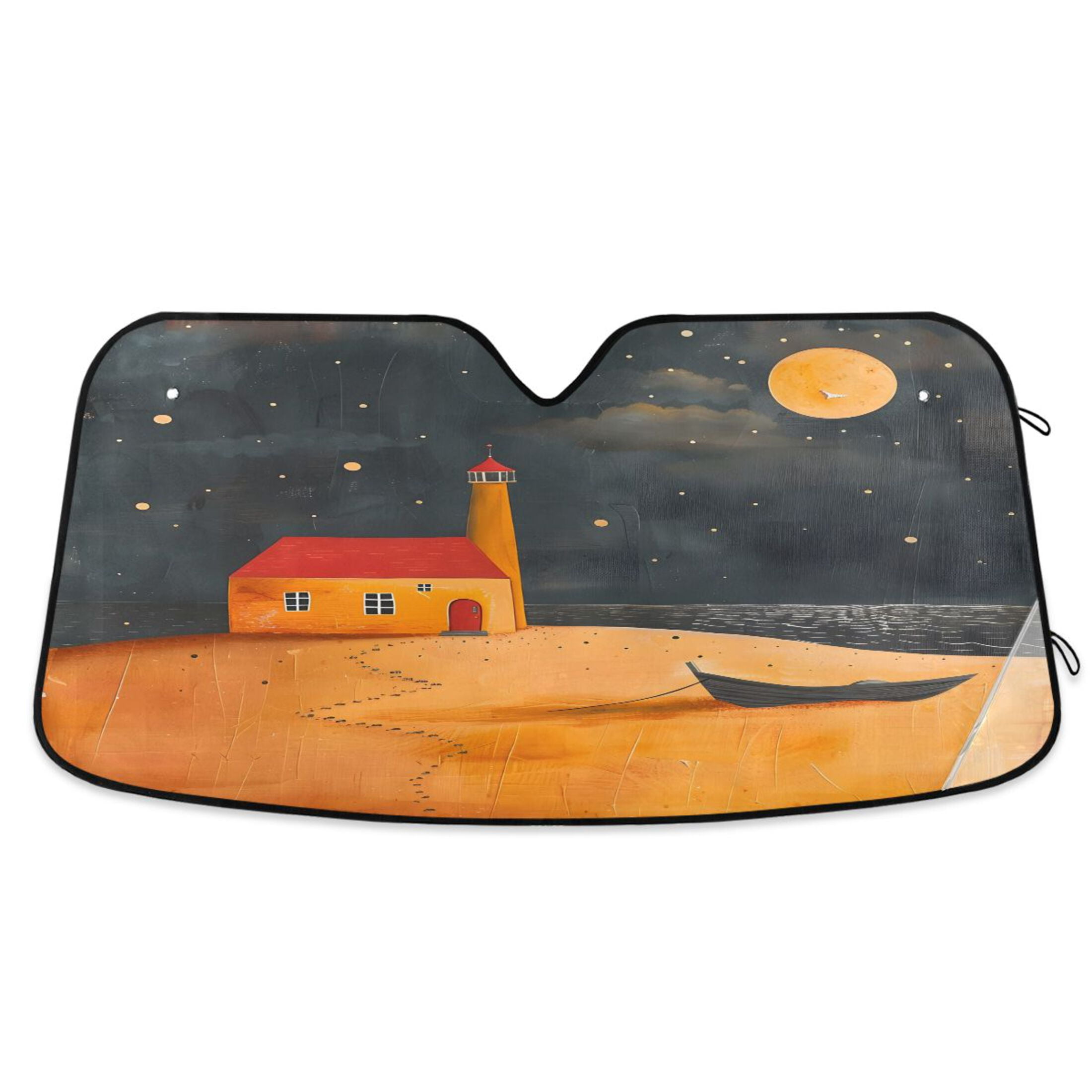 House Seaside Boat Lighthouse Moon Windshield Sun Shade Automobile ...