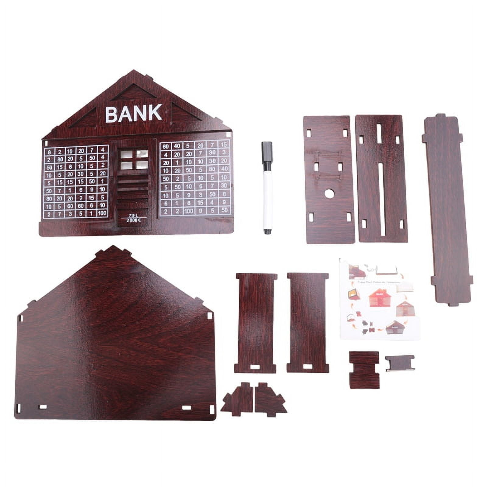 House Shape Wooden Money Box with Counter Wooden Crafts Money Saving ...