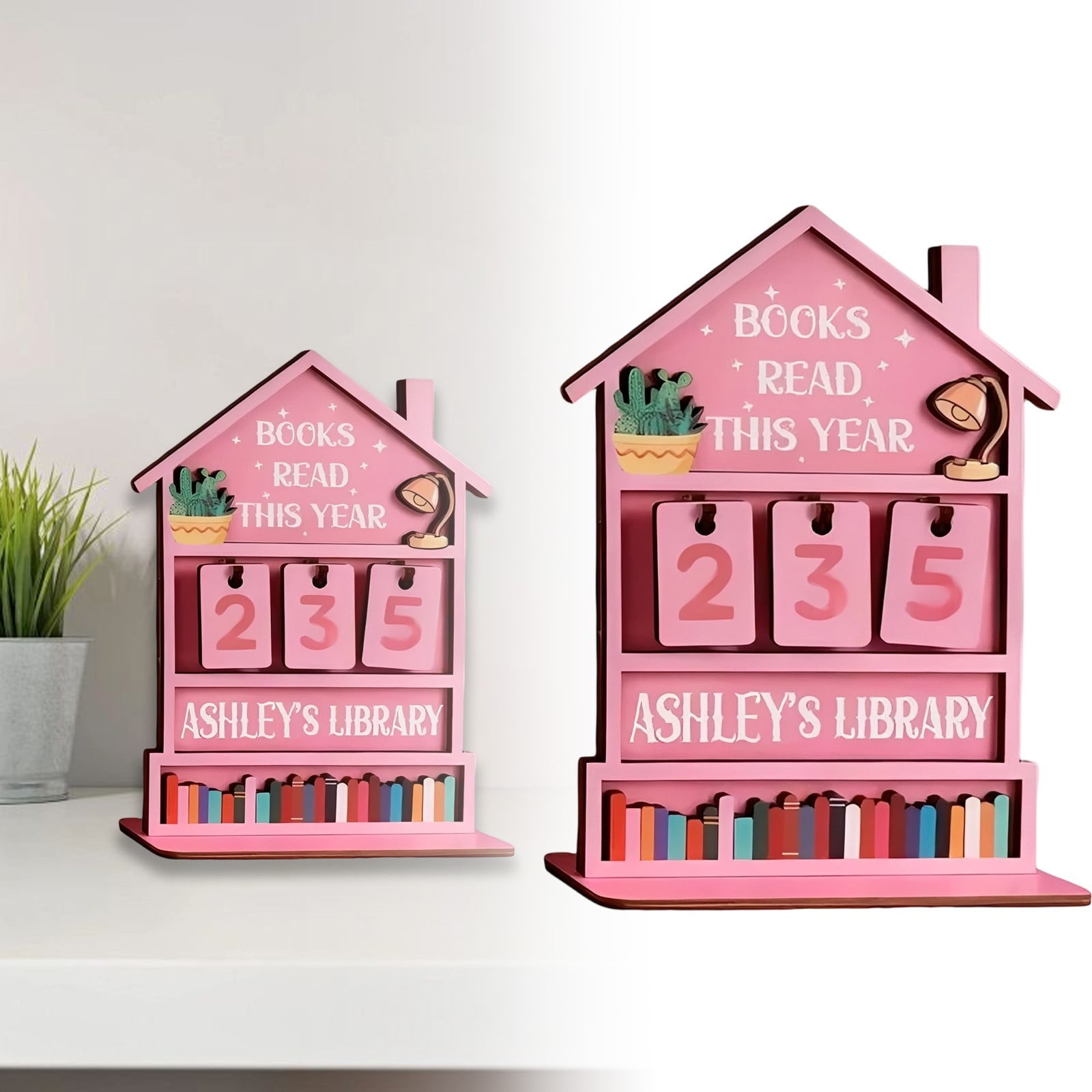 House Shaped Book Counter Tracker, Books Read This Year Sign, Reading ...