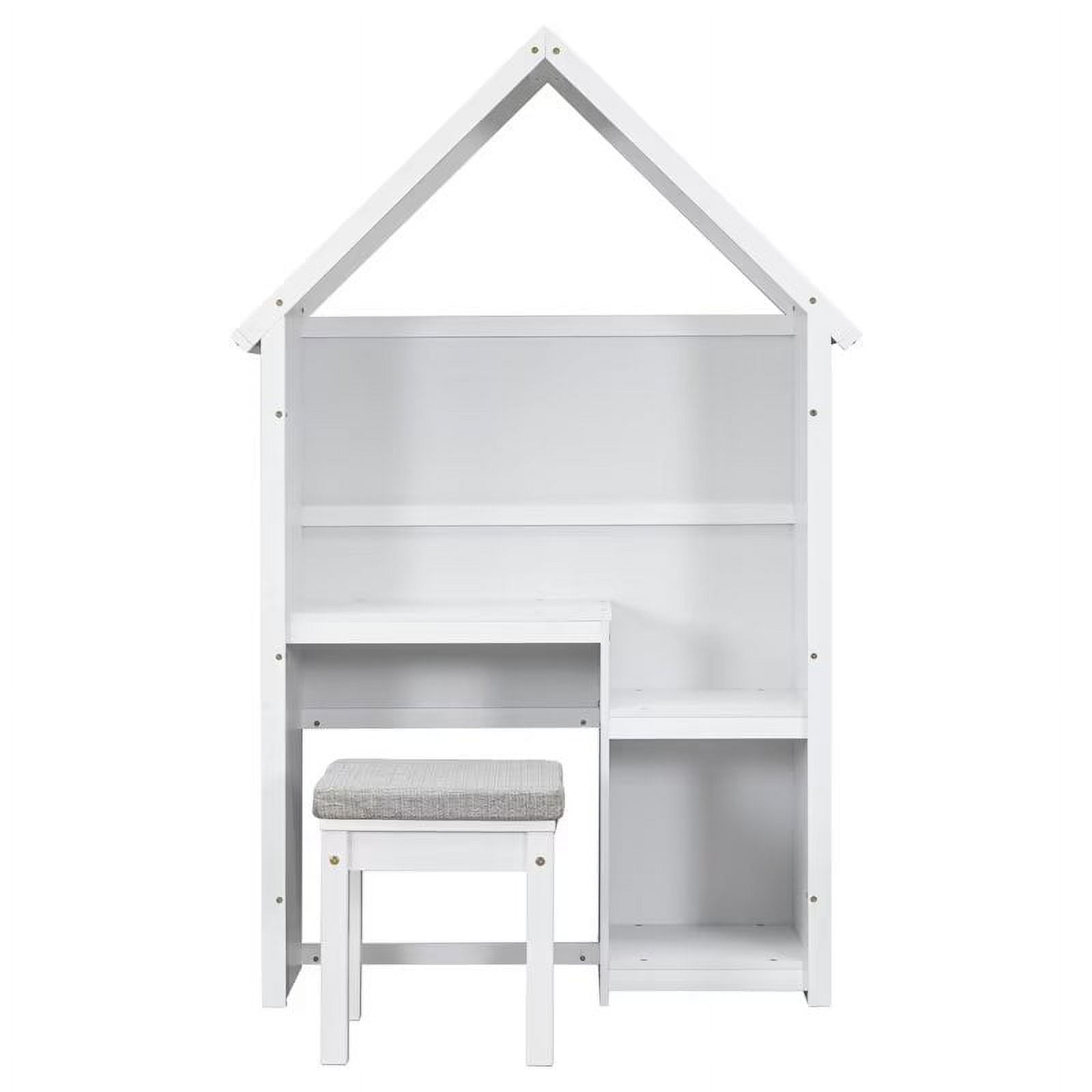 House-Shaped Study Desk with A Stool, Game-Playing Desk with Open ...