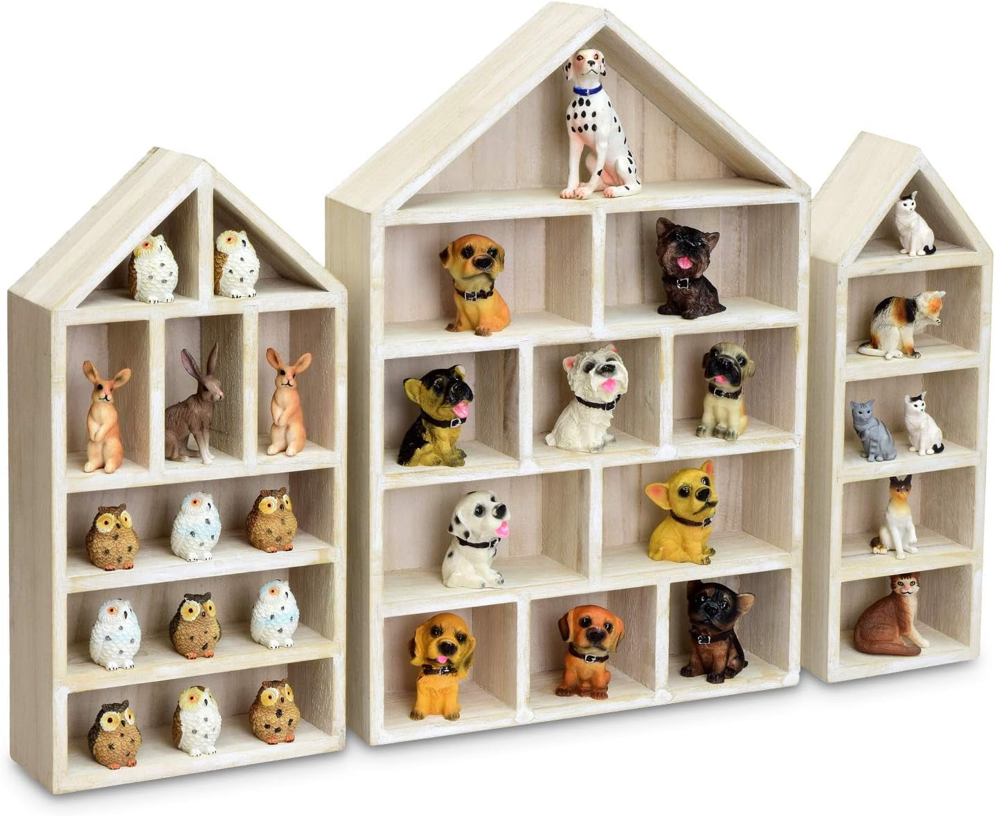 House-Shaped Wooden Shadow Box Display Shelf Organizer Storage Shadow ...