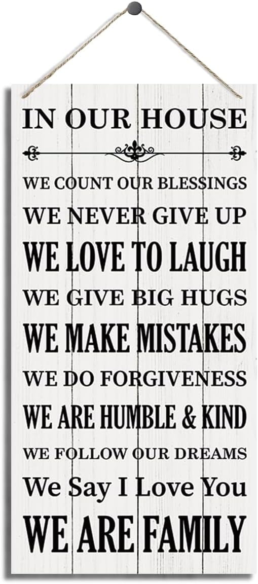 In Our House Sign, We Are Family Sign, Inspirational Wood Sign Plaque ...