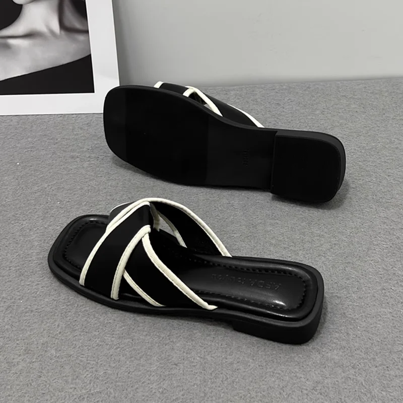 House Slides Home Low Heel Sandals Shoes for Women Black on Beach Open ...