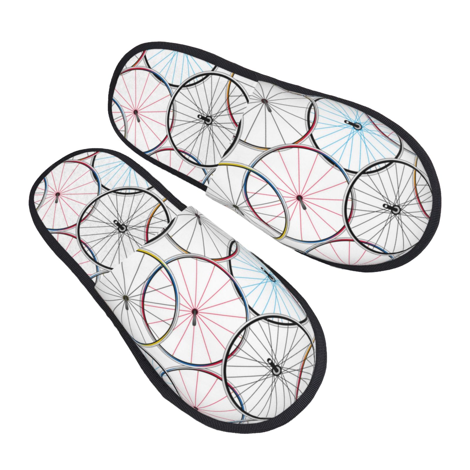 House Slippers for Women Men - Bike wheel Pattern red Soft House Shoes ...